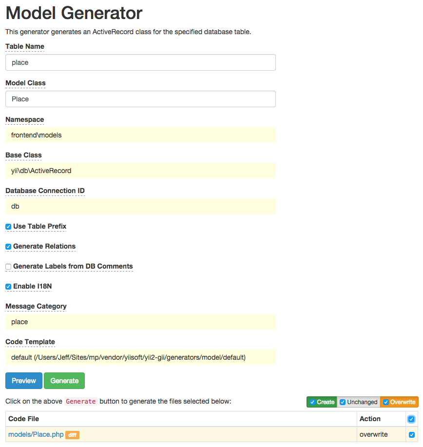 Gii and i18n with Advanced Application Template - General Discussions - Yii Framework Forum